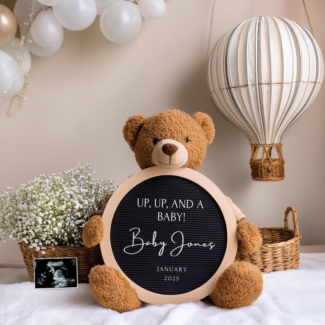 Hot Air Balloon Pregnancy Announcement Digital | Neutral Baby Reveal ...