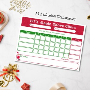 Christmas Elf Chore Chart Printable | Holiday Behaviour Chart | Kids ...