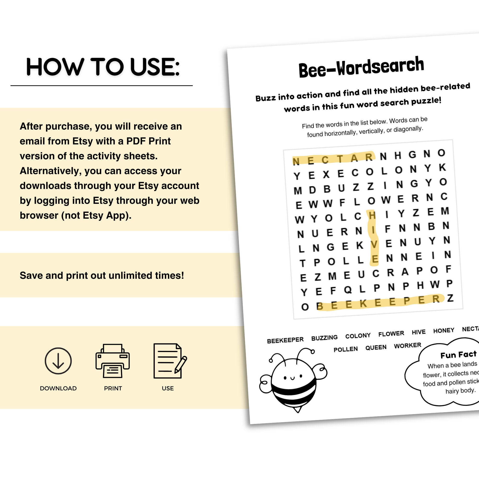Kids Bee Activity Printable Sheets, Educational Bee-themed Worksheets ...