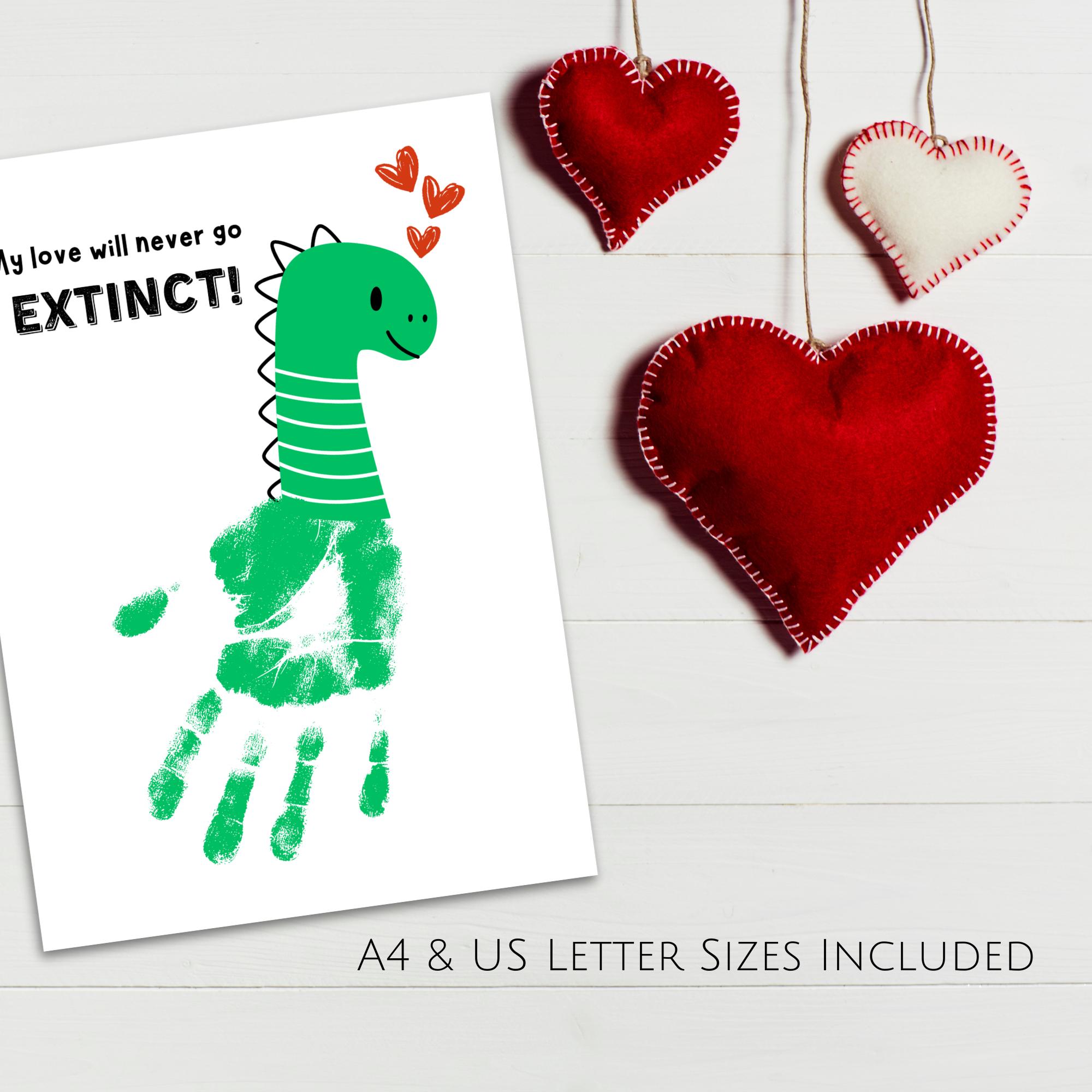 Dinosaur Handprint Art Printable | Valentine's Day Craft | Kids ...