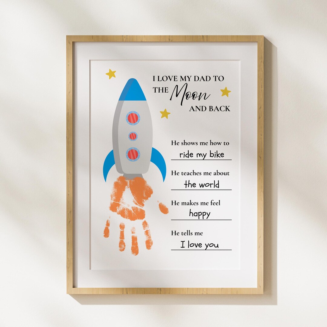 Father's Day Rocket Handprint Craft Printable | Dad Birthday Gift From ...
