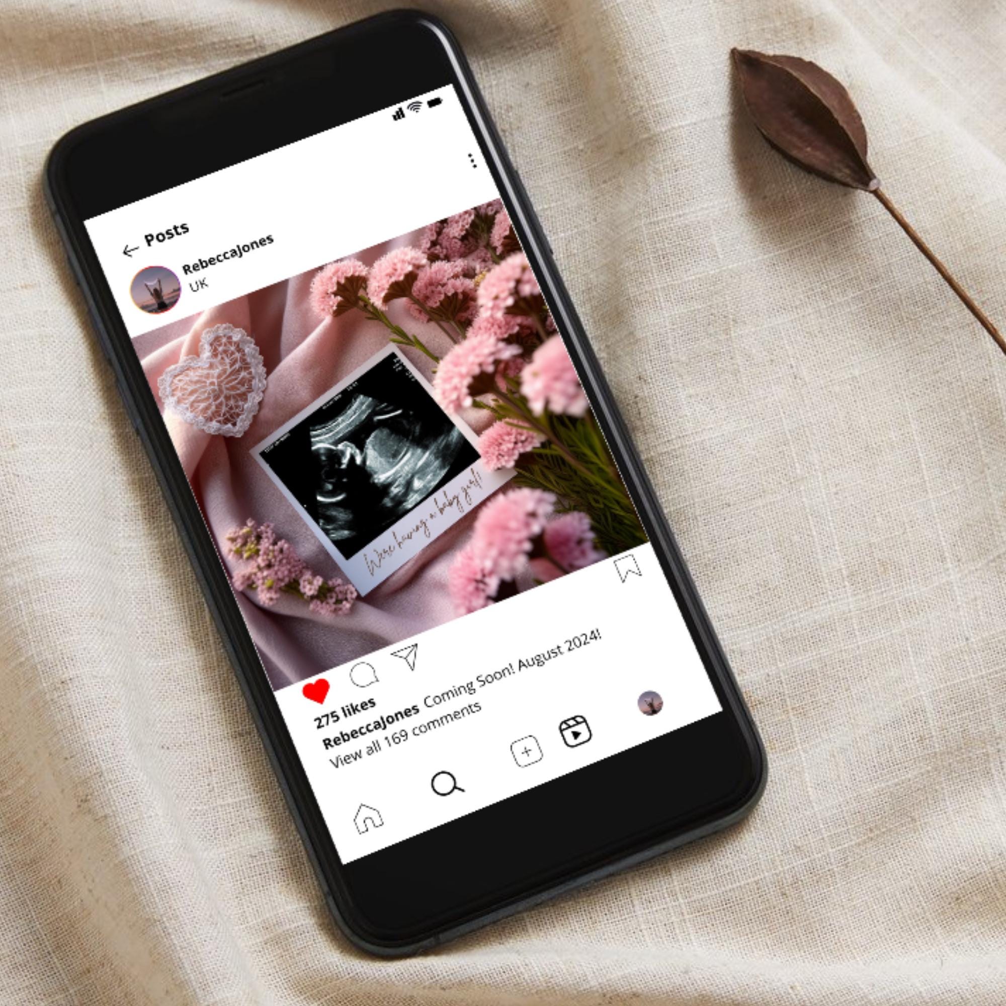 Were Having A Baby Girl Pregnancy Announcement Digital Baby Girl Reveal ...