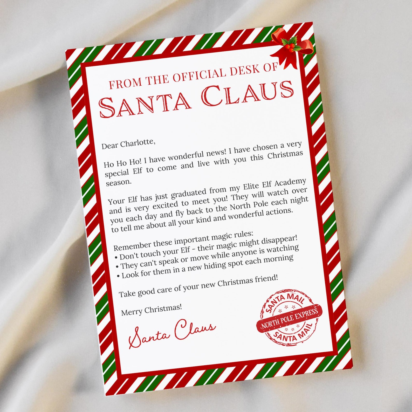 Elf Welcome Letter From Santa | First Time Elf Arrival Note ...