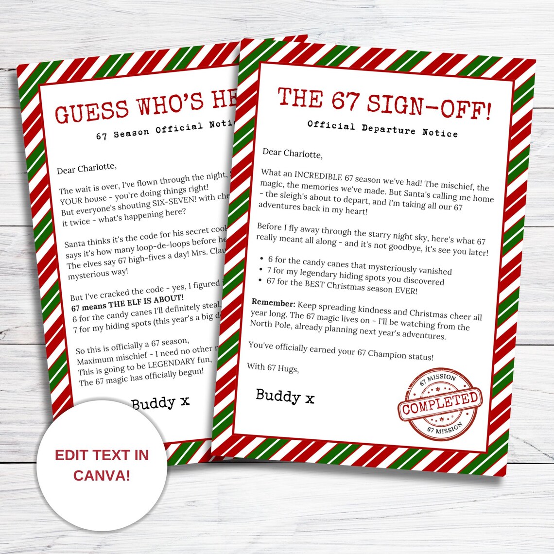 67 Elf Arrival & Goodbye Letter Printable | Editable Christmas Elf ...