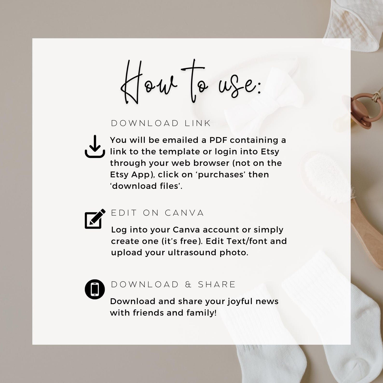 Neutral Pregnancy Announcement Template | Editable Digital Pregnancy ...