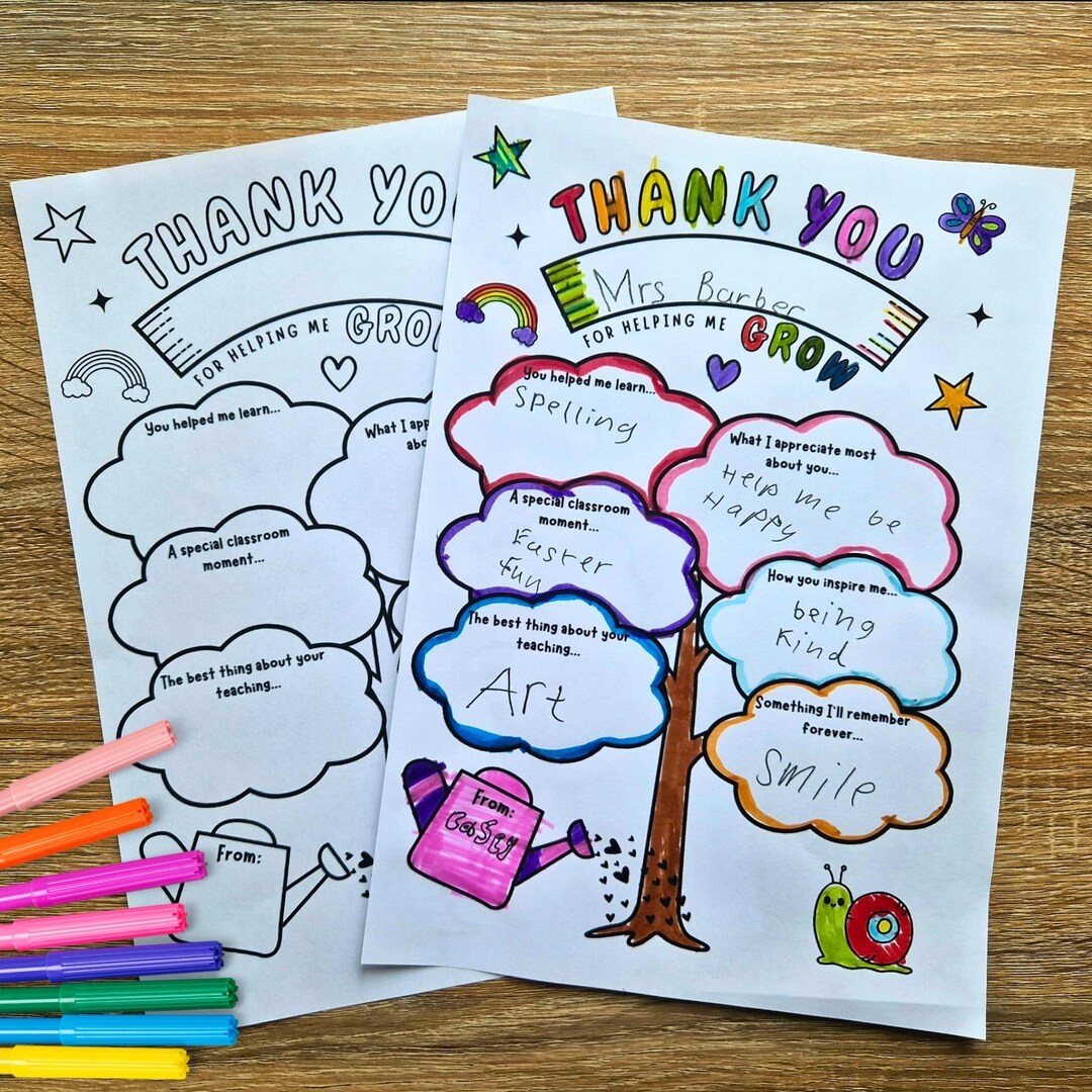 Teacher Thank You Printable Tree | End of Year Teacher Gift | Teacher ...