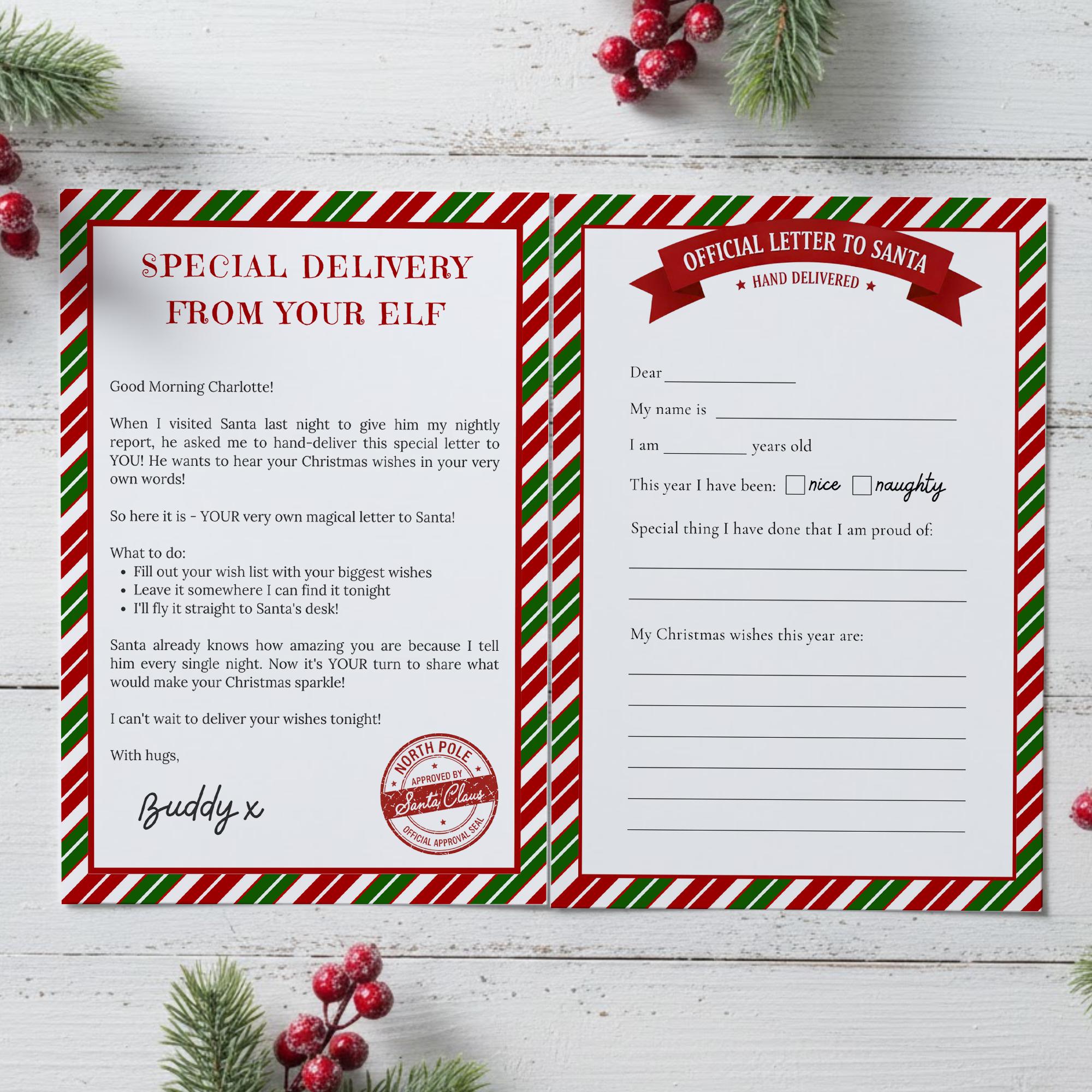 Letter to Santa Printable | Elf Special Delivery | Christmas Wish List ...