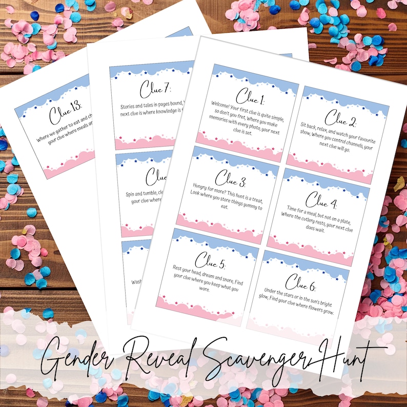 Baby Gender Reveal Scavenger Hunt, Printable Gender Reveal Games ...