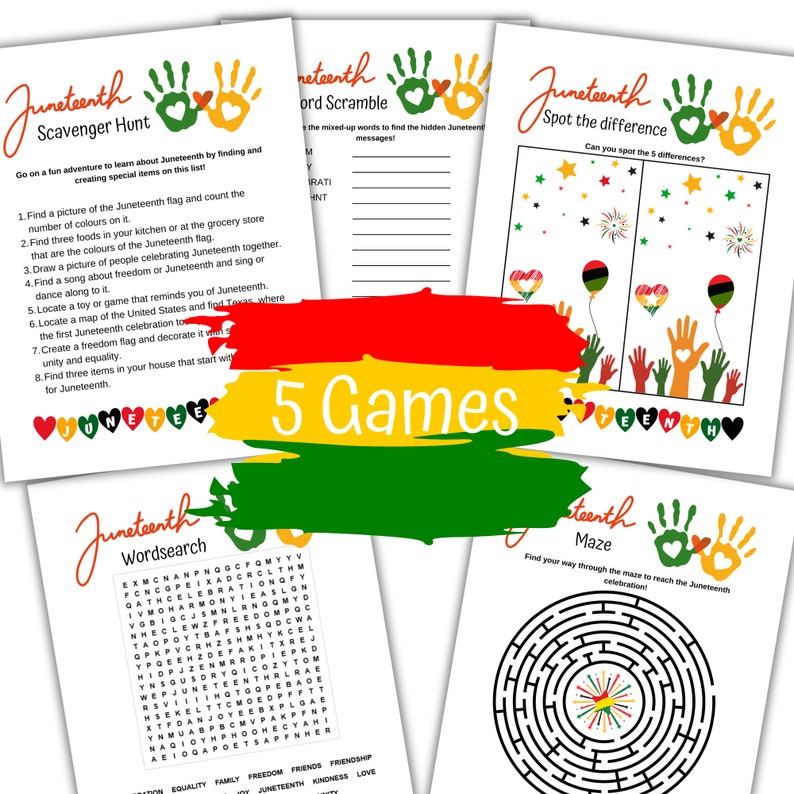 Juneteenth Printable Games and Activities for Kids | Fun Educational ...