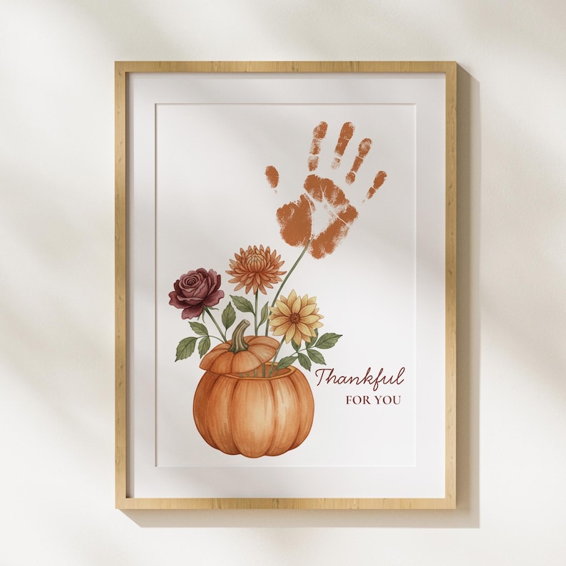 Thanksgiving Handprint Printable | Fall Pumpkin Handprint Art | Autumn ...