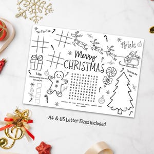 Christmas Kids Placemat Printable Holiday Activity Mat Children's ...