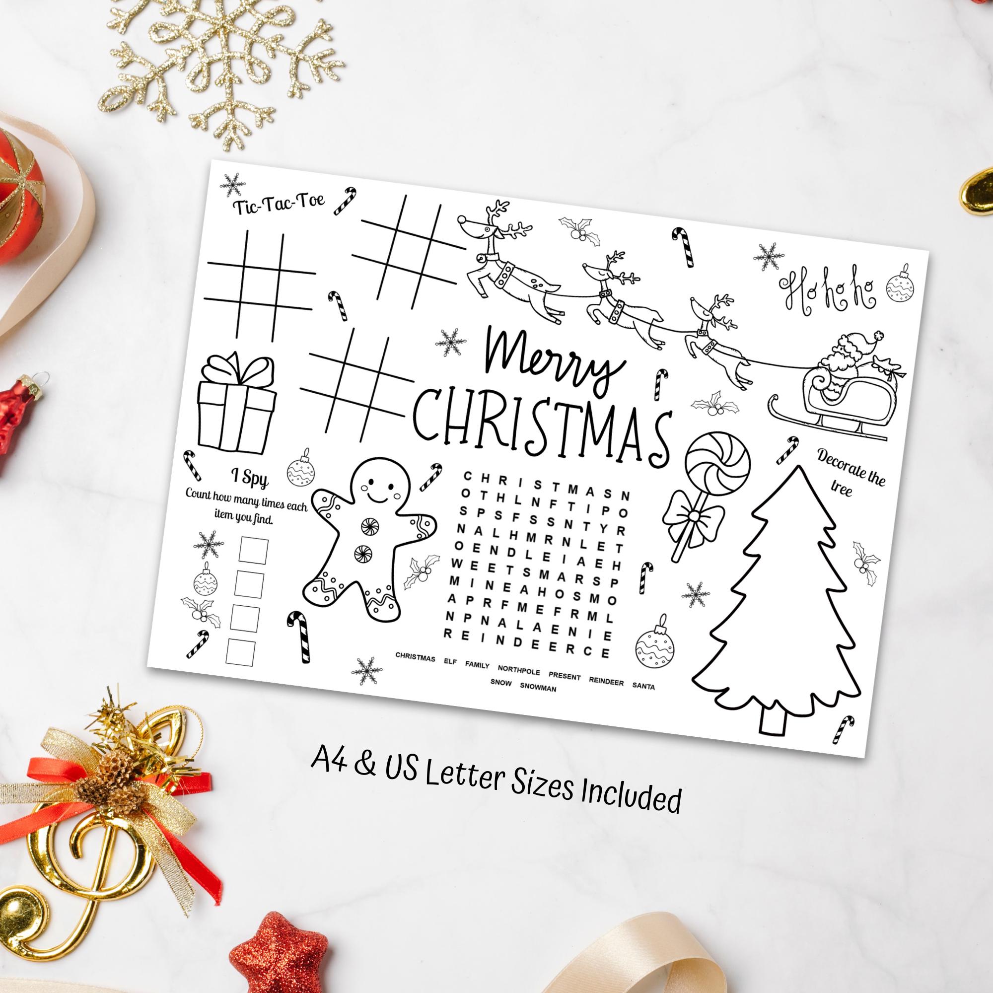 Christmas Kids Activity Placemat: Holiday Table Setting (digital ...