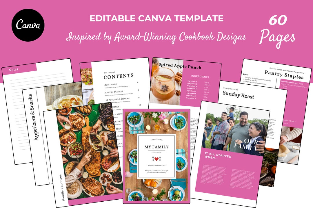 Cookbook Template | Generational Family | Editable Ebook Template ...