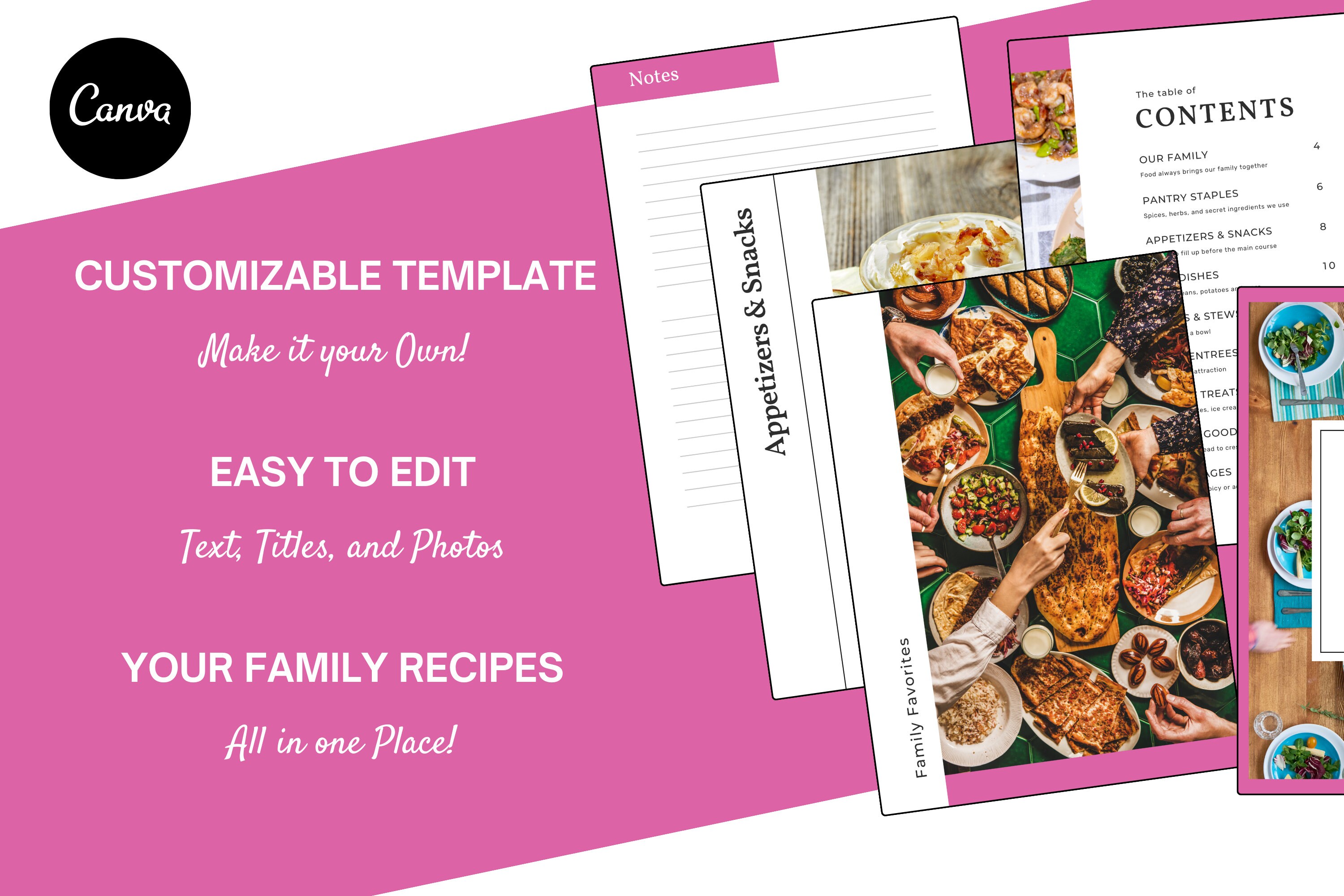 Cookbook Template | Generational Family | Editable Ebook Template ...