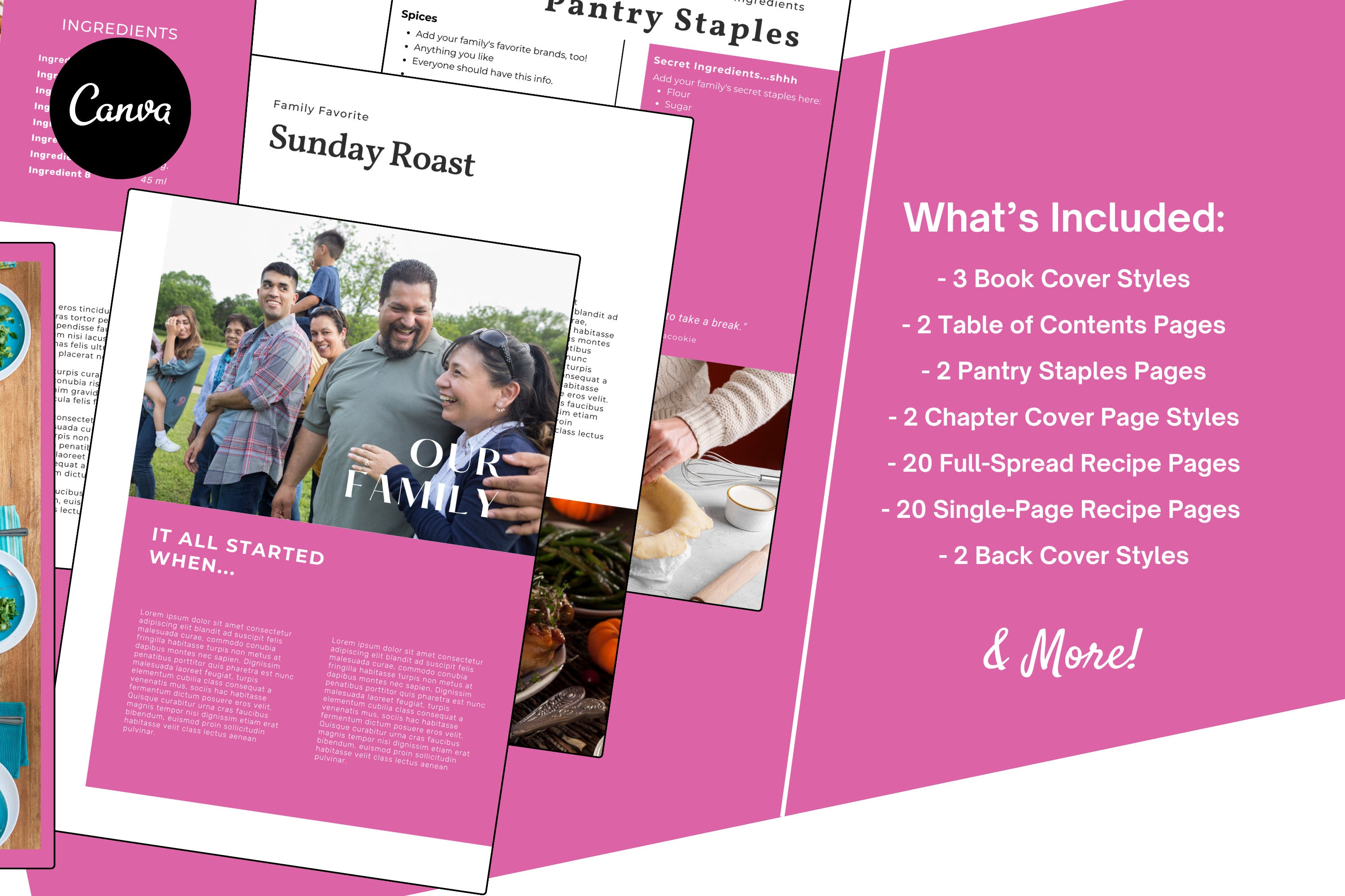 Cookbook Template | Generational Family | Editable Ebook Template ...
