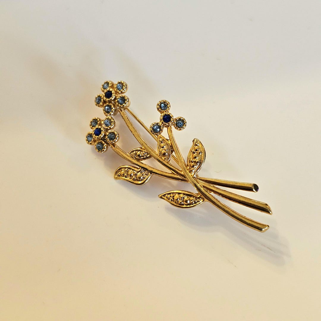 Vintage Movitex Flower Gold Tone Brooch - Etsy