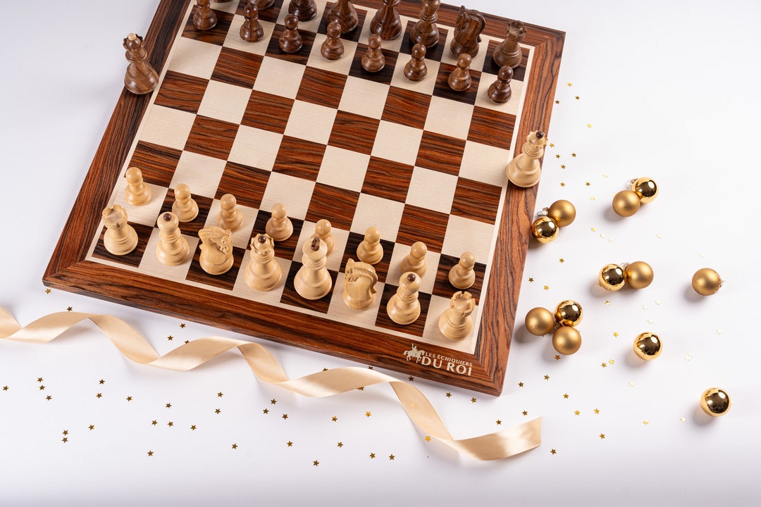 Luxury Chess Set - Gold-plated Rosewood Board 48x48cm and Bicolor Royal ...