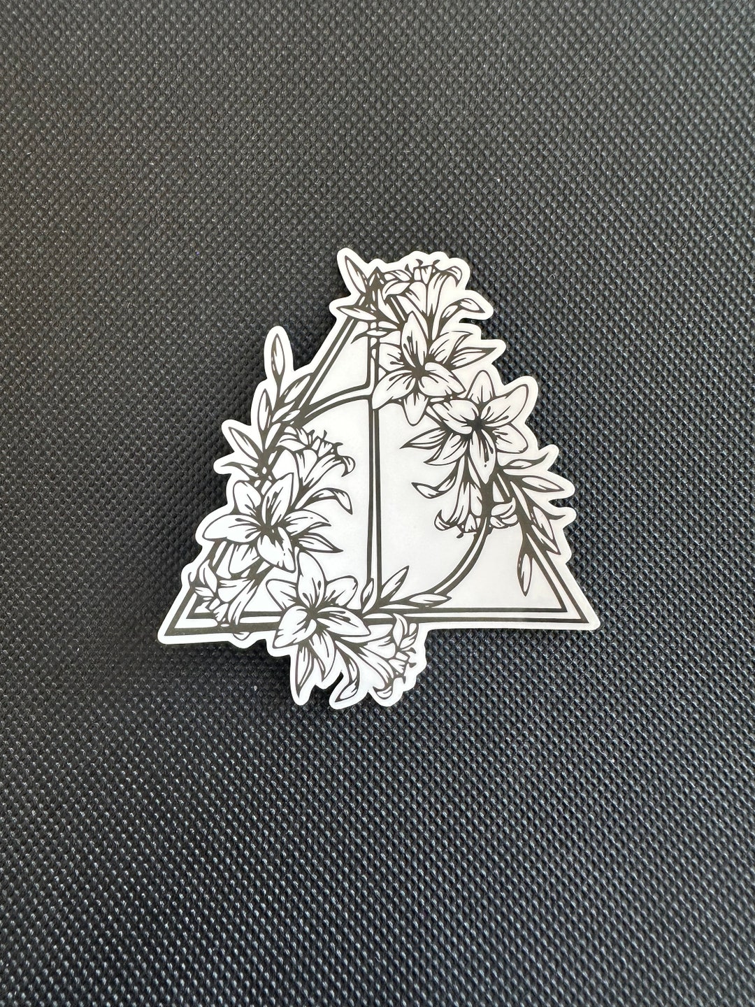 Floral Deathly Hallows Sticker Bookish - Etsy