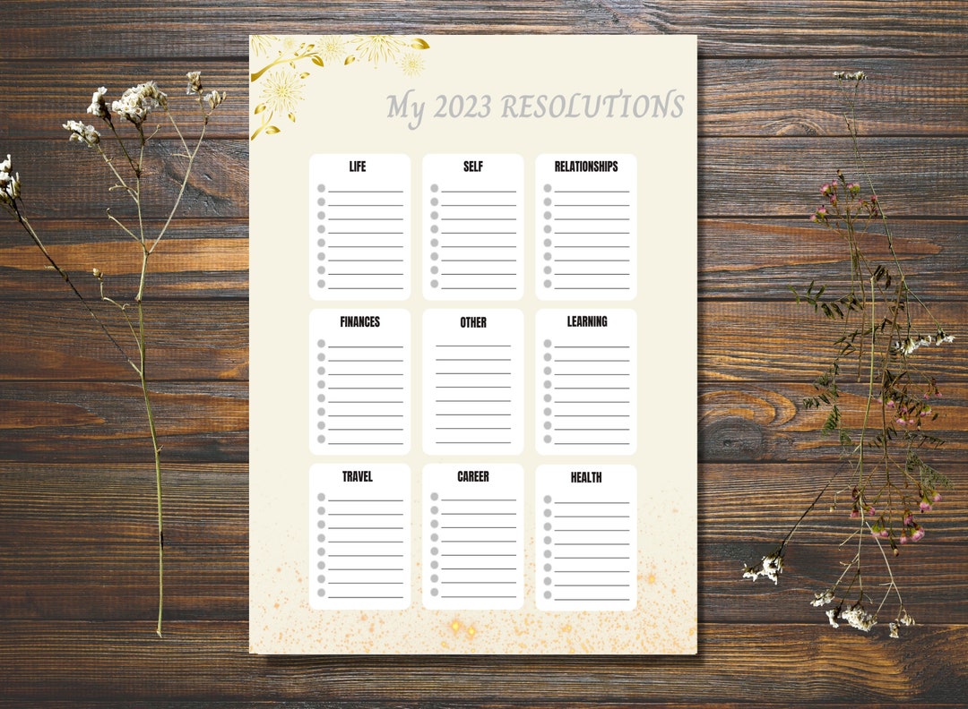 Printable Resolutions Planner, PDF Planner, Instant Download, A4 Print ...