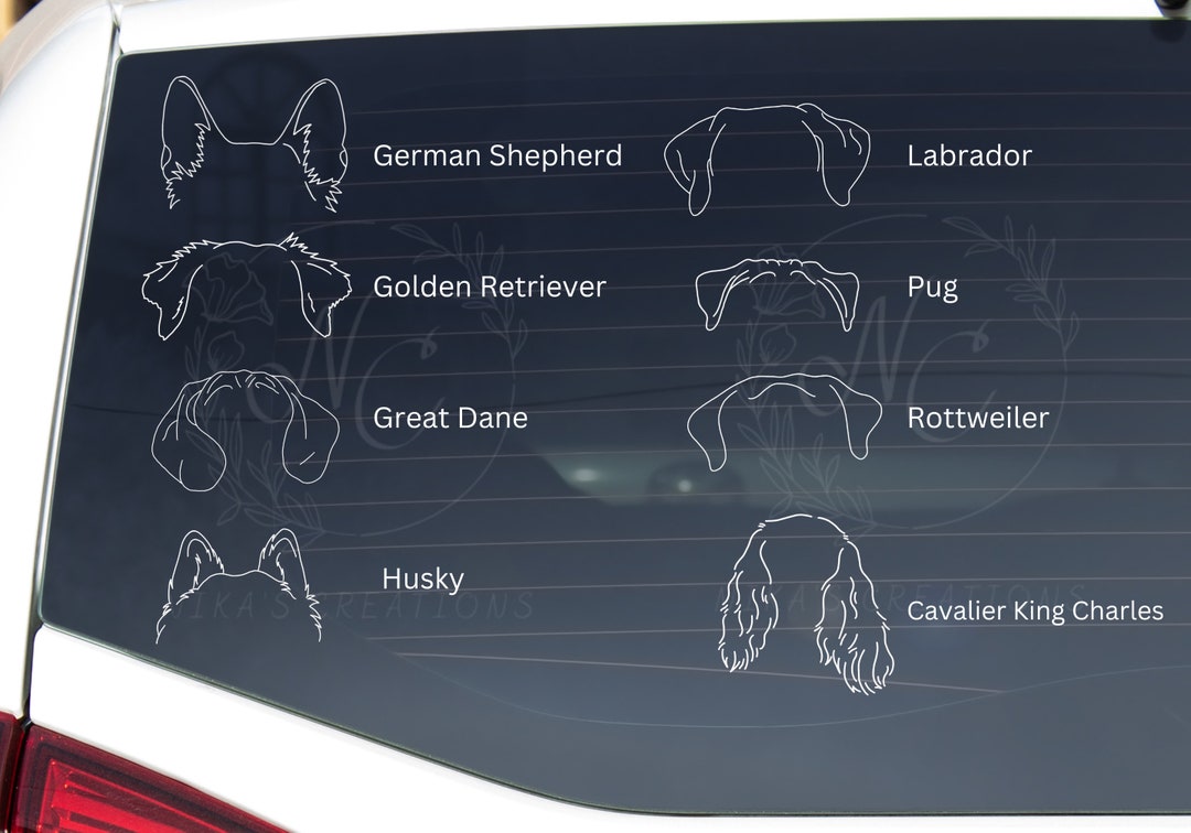 Dog Ears / Line Art / Dog Car Decals - Etsy Australia