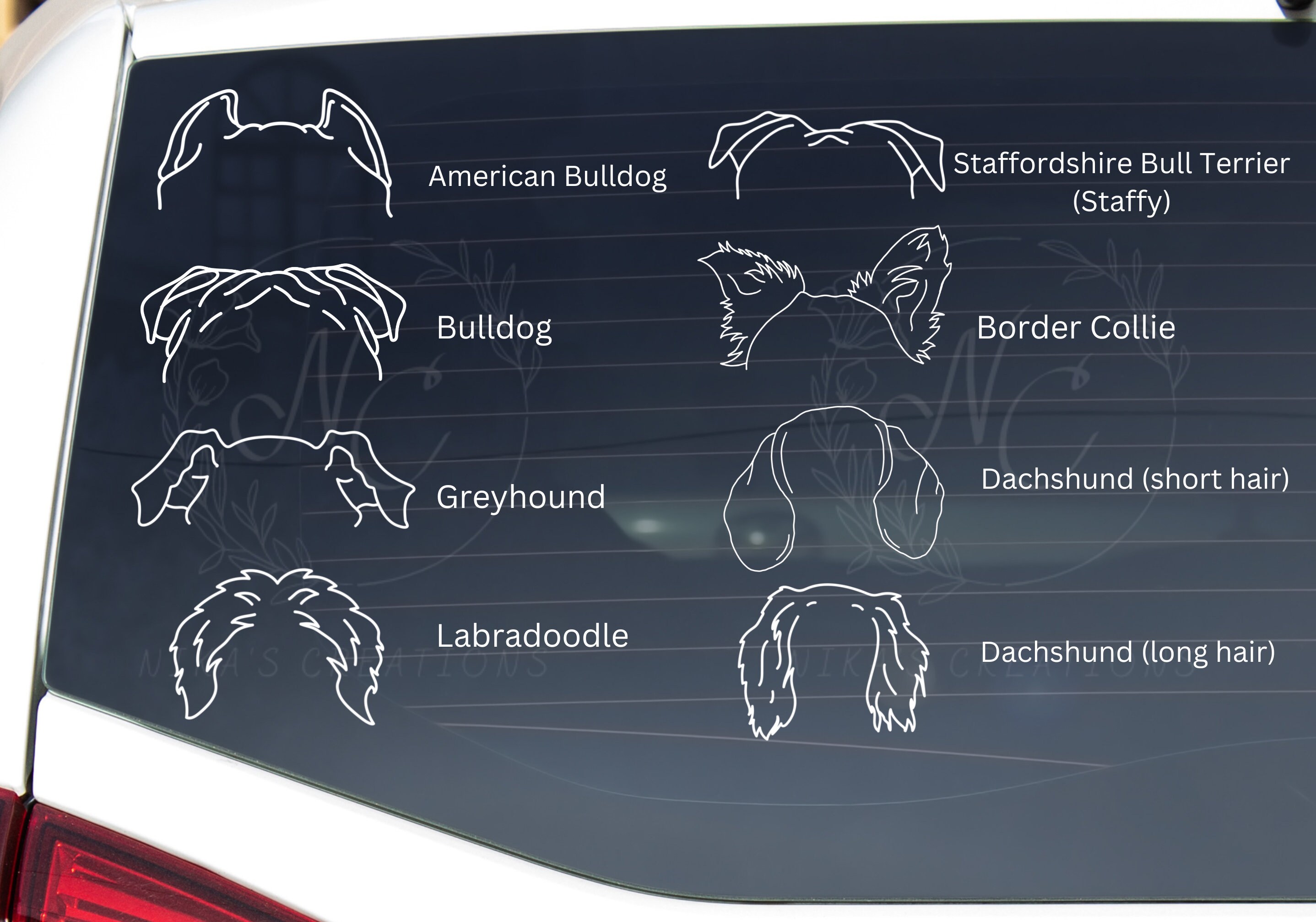 Dog Ears / Line Art / Dog Car Decals - Etsy Australia