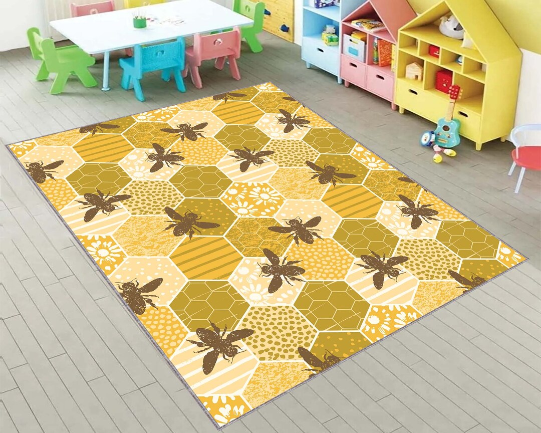 Bee Rug Yellow Rug Kids Rug Kids Room Rug Minimalist Rug - Etsy UK