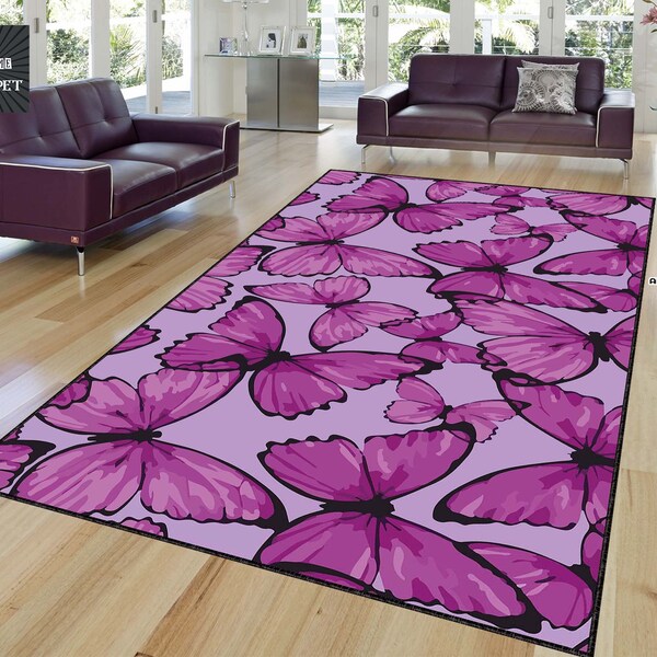 Purple Butterfly Rug - Etsy