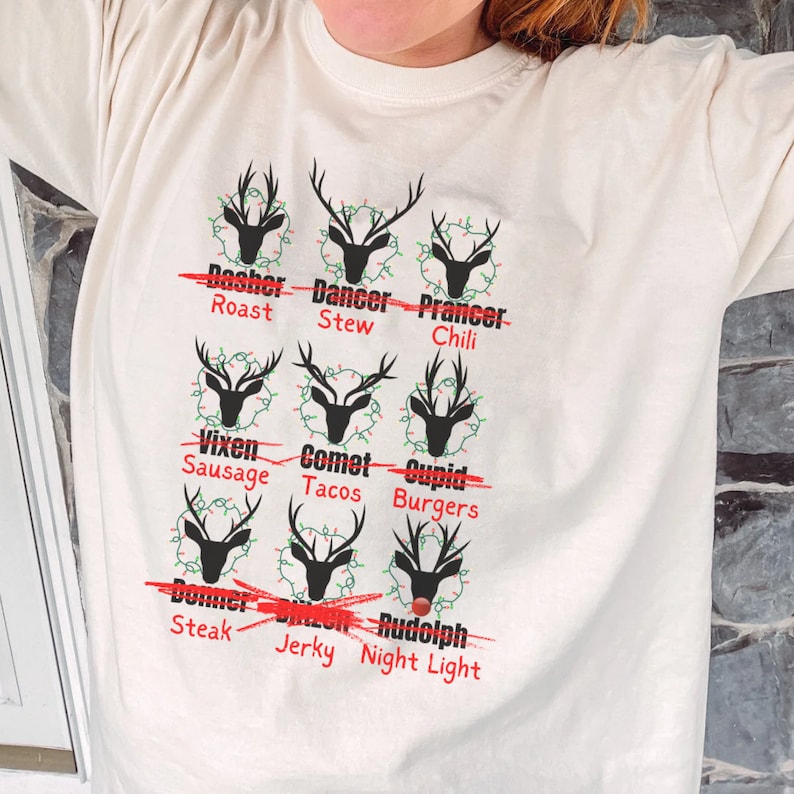 Santas Reindeer Cuts of Meat Sweatershirt, Christmas Hunter Sweater ...