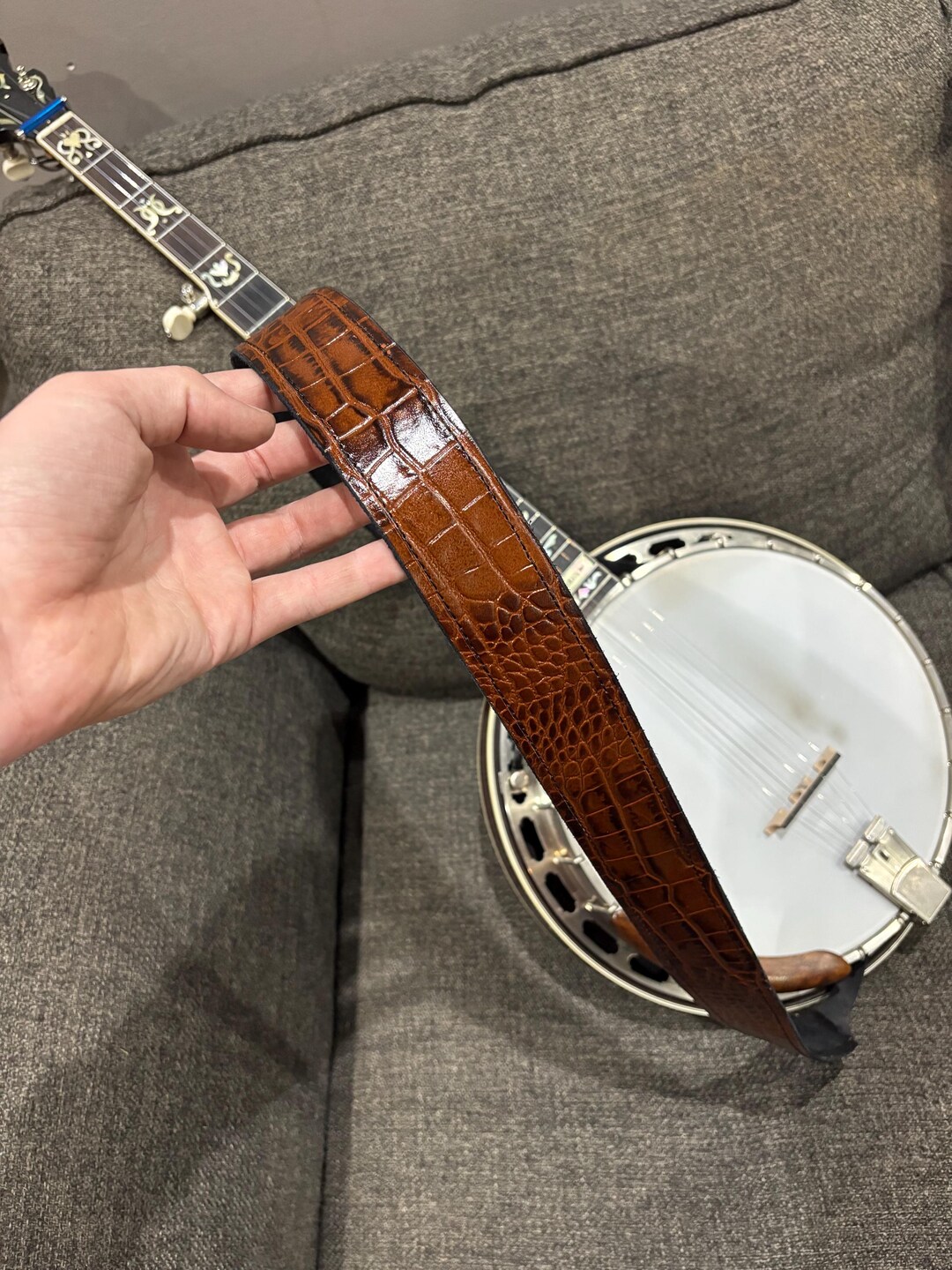 Handmade Genuine Leather Banjo Strap Dual Layer Stitched Comfortable ...