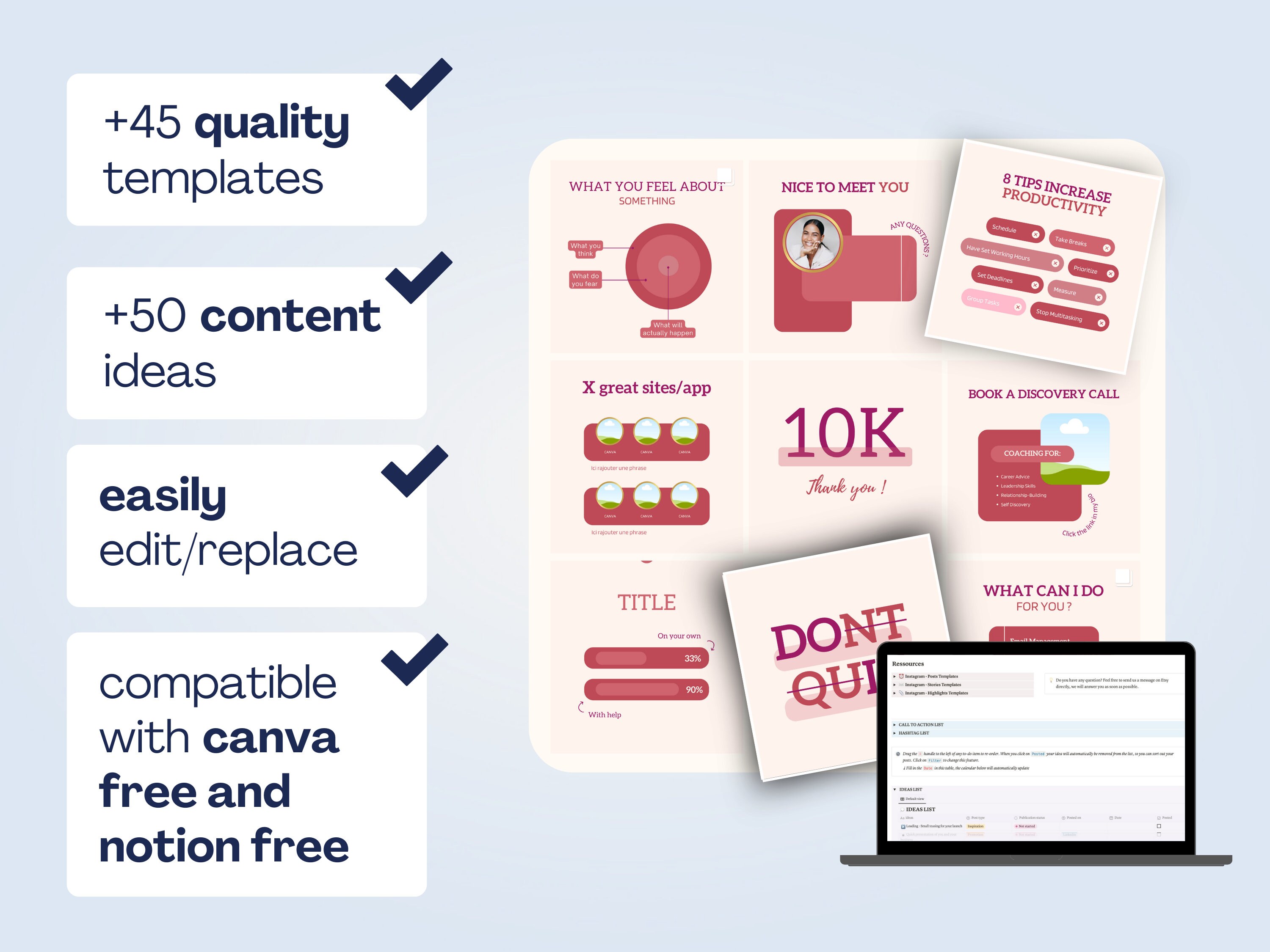 Starter Pack INSTAGRAM Templates NOTION Social Media - Etsy