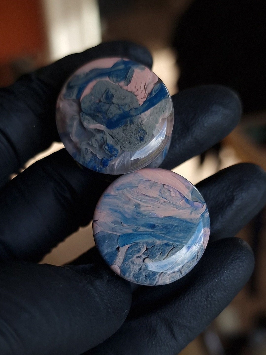 Ear Plugs, Sizes 22mm. Available Round Plugs, Epoxy Resin. Made by Hand ...