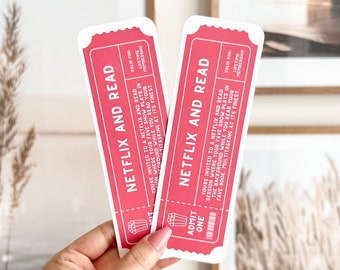 Netflix and Read Ticket Bookmark: Bookish Gift - Etsy