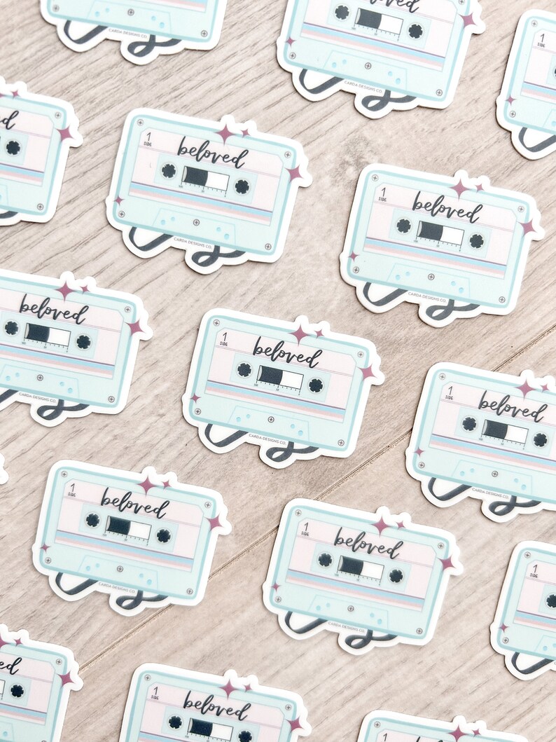 Beloved Throwback Cassette Mini Vinyl Sticker Cute Waterproof Sticker ...
