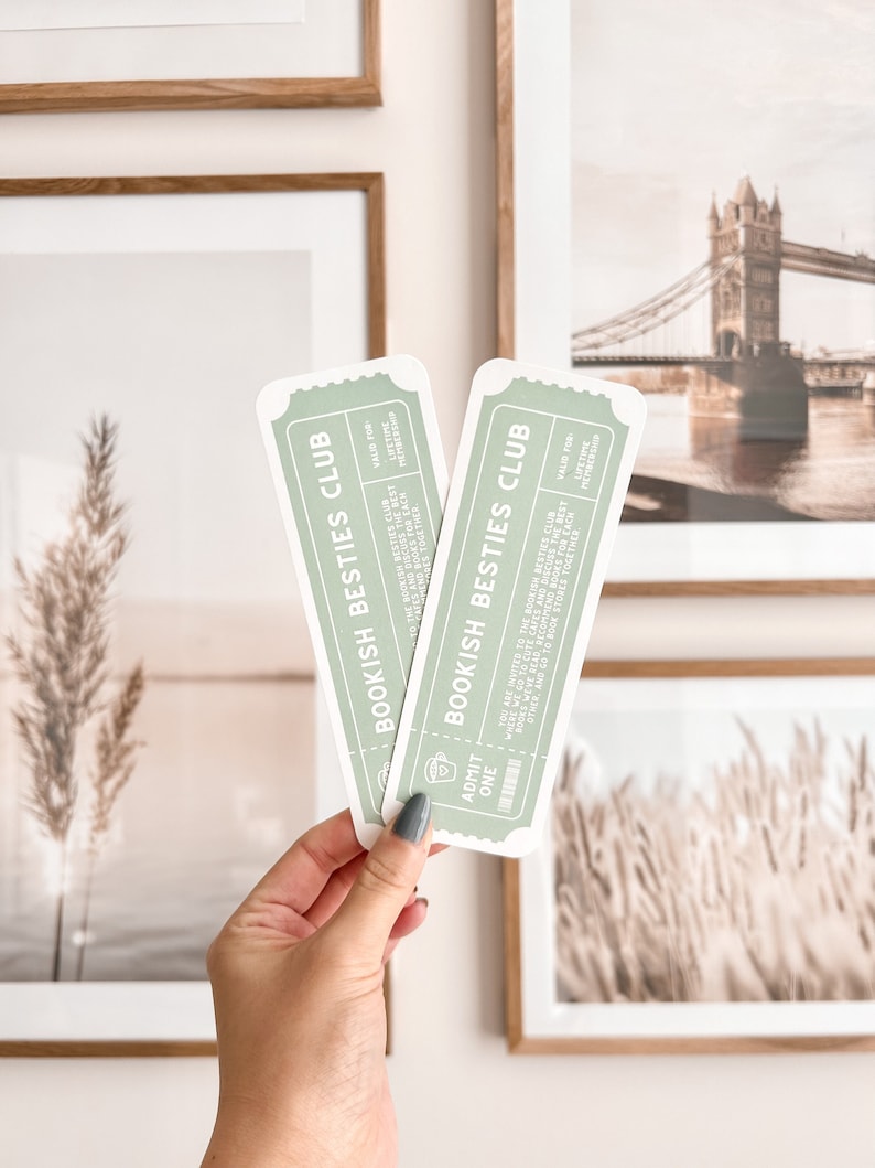 Bookish Besties Club Bookmark: Sage Green Ticket - Etsy