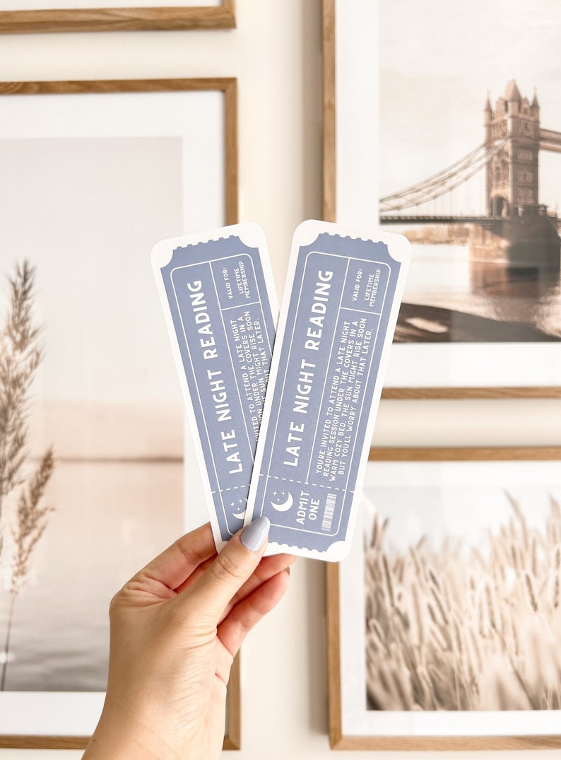 Late Night Reading Ticket Bookmark Cute Bookish Bookmarks, Cute Ticket ...