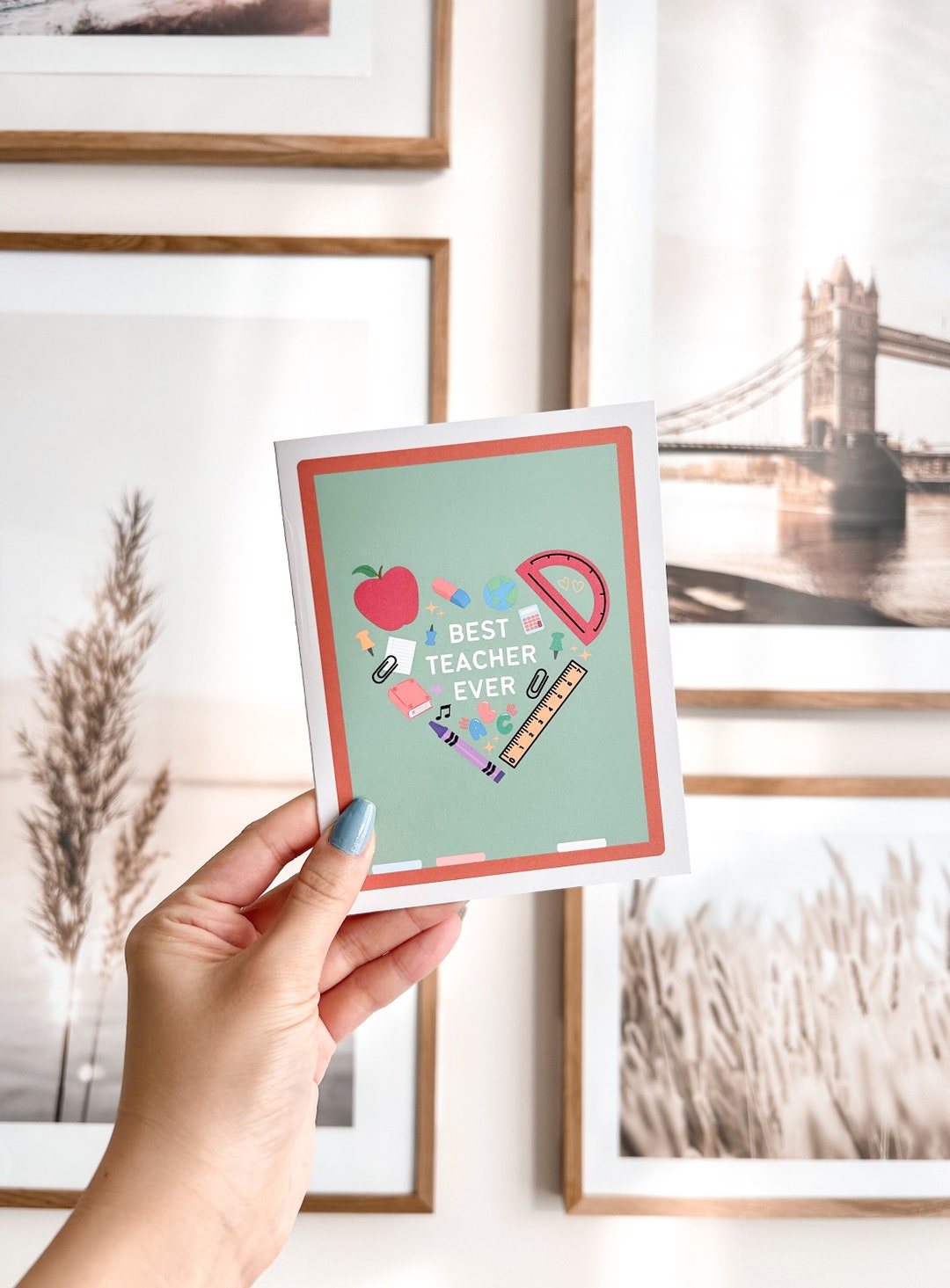 Best Teacher Ever Thank You Card | Cute Card for Teacher, Teacher Gifts ...