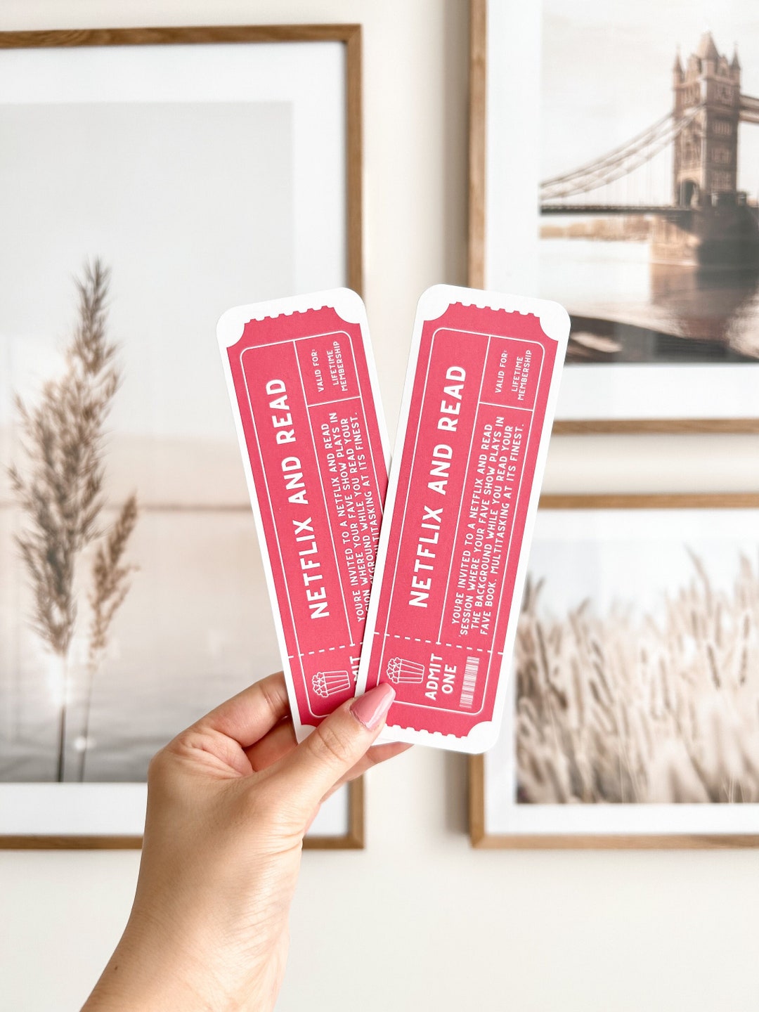Netflix and Read Ticket Bookmark: Bookish Gift - Etsy