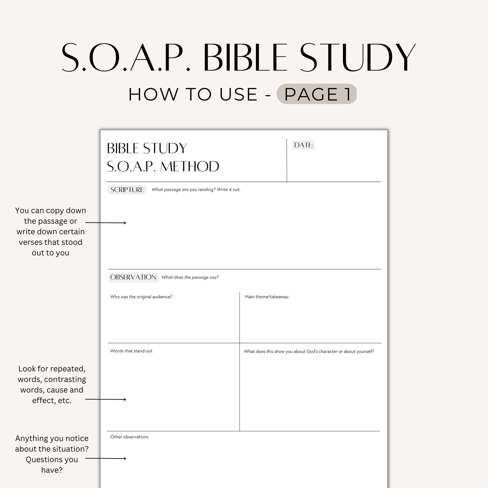 S.O.A.P. Bible Study Template Worksheets Scripture Study Worksheets ...