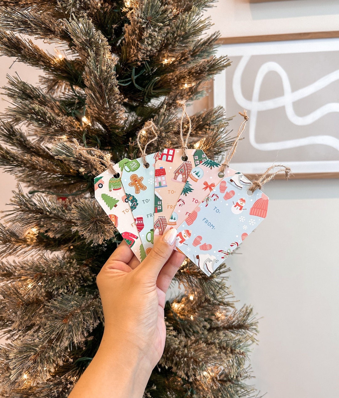 Cute Holiday Gift Tag Bundle W/winter Symbols Cute Christmas - Etsy