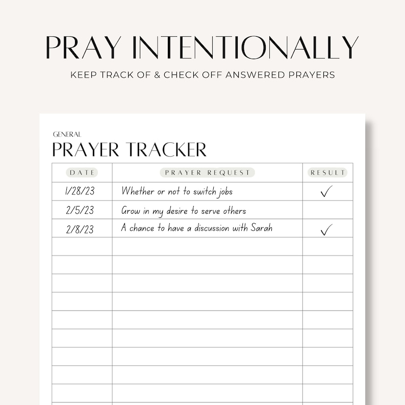 Prayer Tracker Templates Prayer Journal Prayer Challenge - Etsy