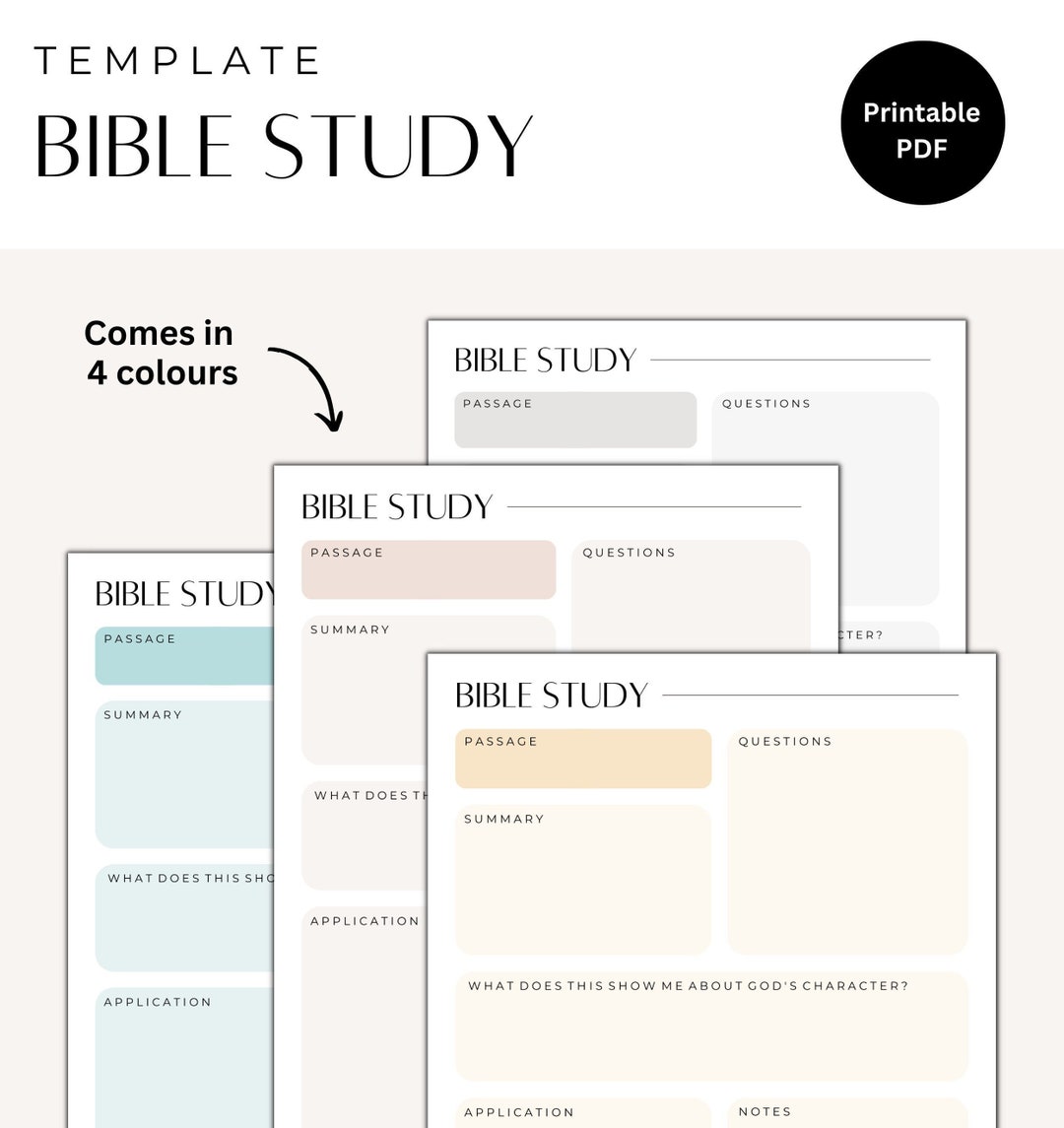 Printable Bible Study Template: Christian Journal Notes (PDF) - Etsy