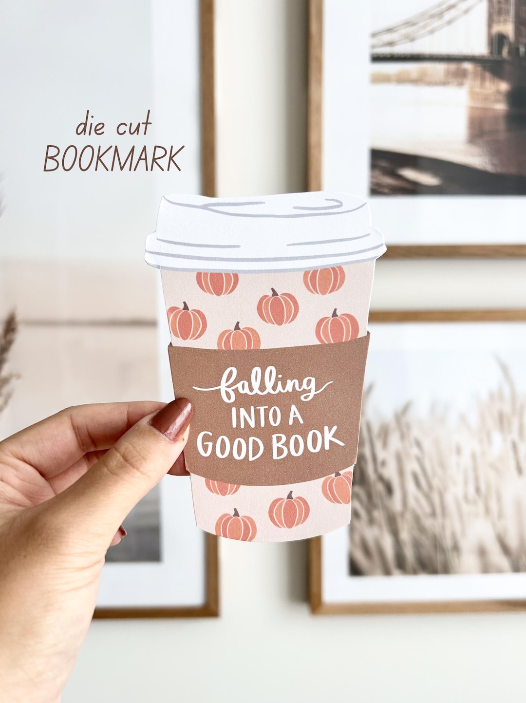 Coffee Cup Die Cut Bookmark | Fall Bookish Gift - Etsy