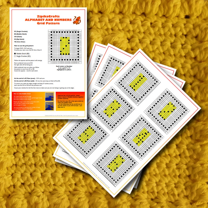 Individual ALPHABET and NUMBERS Grid Crochet PDF Pattern Beginner ...