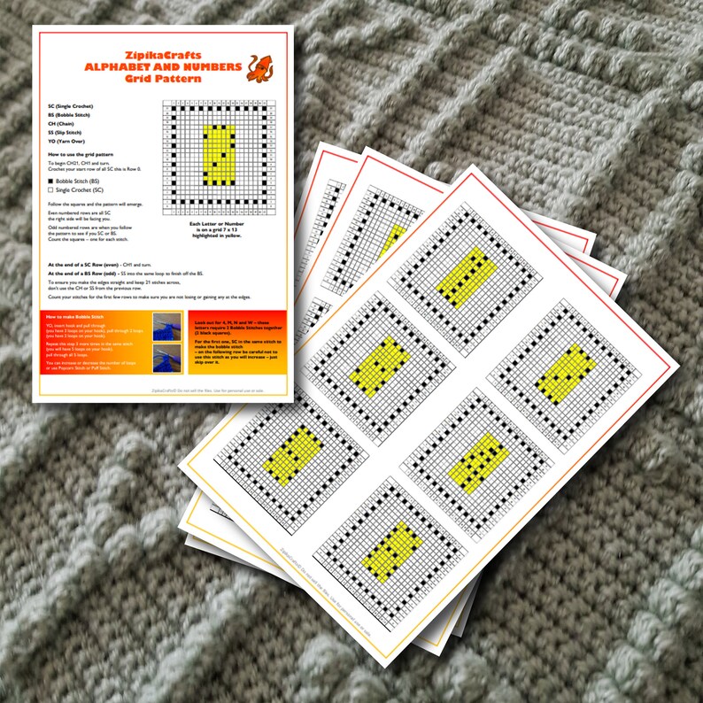 Individual ALPHABET and NUMBERS Grid Crochet PDF Pattern Beginner ...