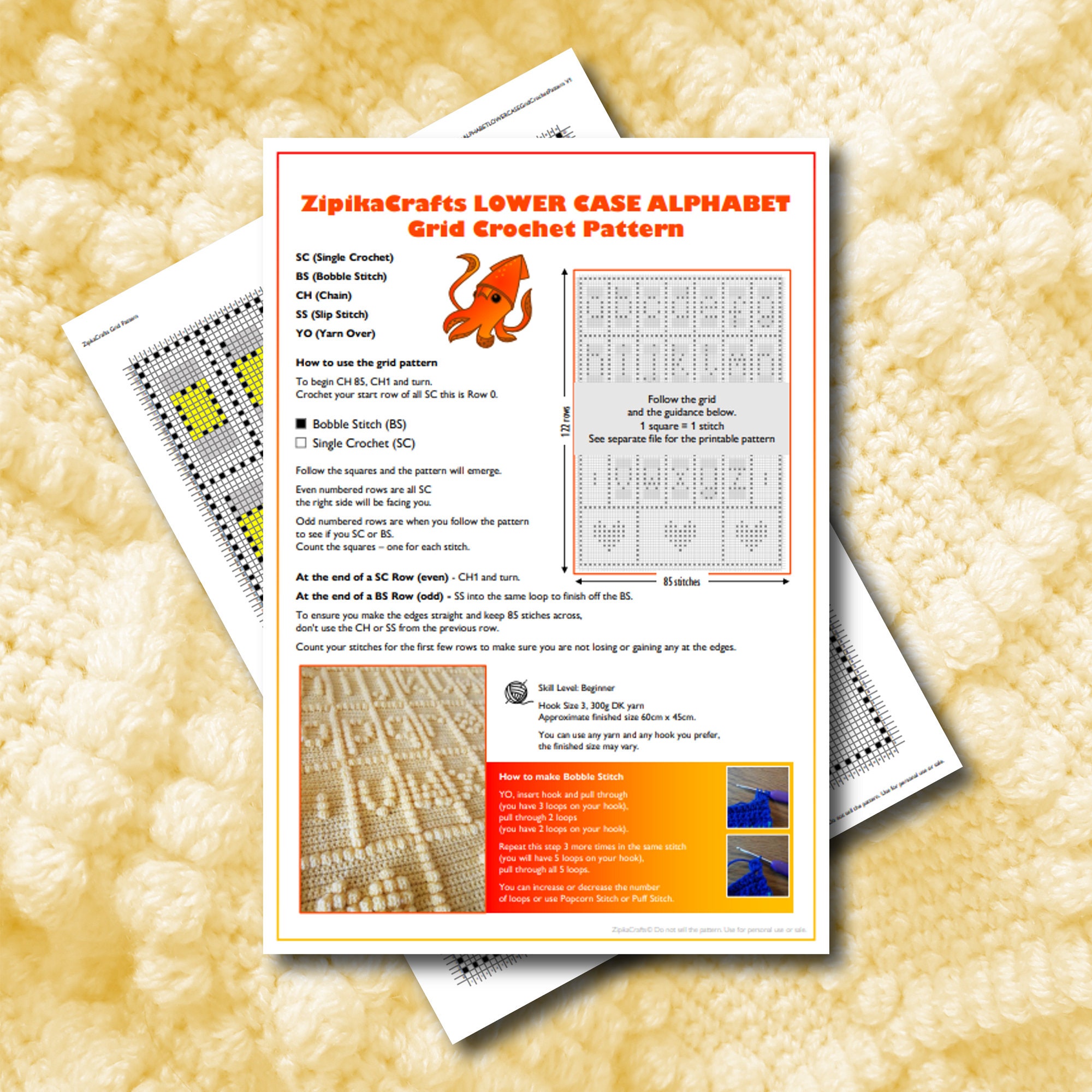 Easy Crochet LOWERCASE ALPHABET Grid Crochet PDF Pattern Sampler ...