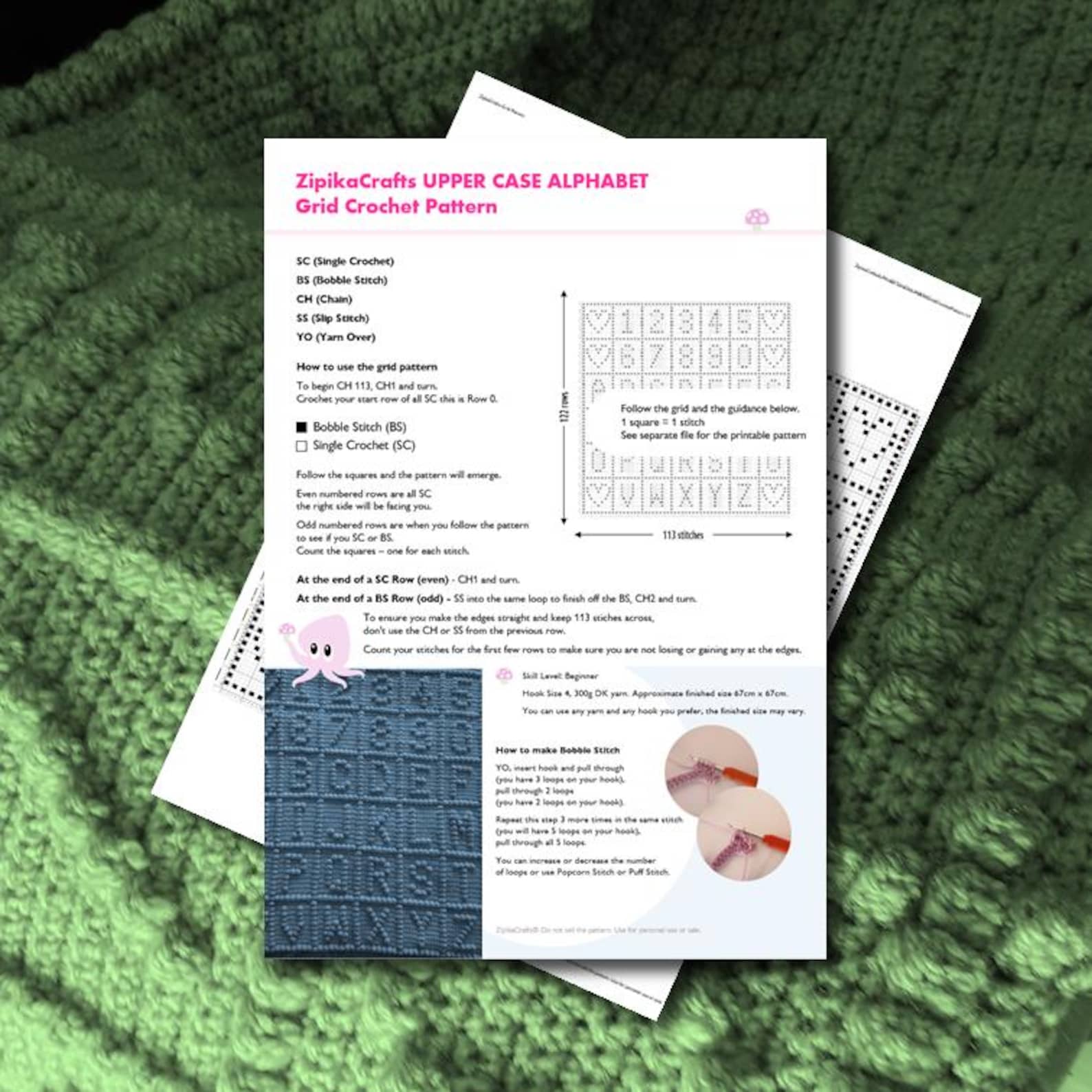 Easy Crochet ALPHABET and NUMBERS Grid Crochet PDF Pattern Sampler ...