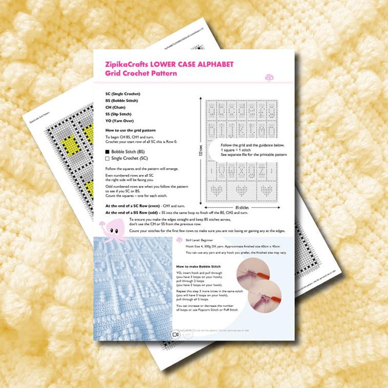 Easy Crochet LOWERCASE ALPHABET Grid Crochet PDF Pattern Sampler ...