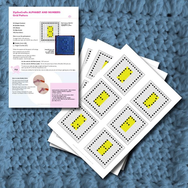 Individual ALPHABET and NUMBERS Grid Crochet PDF Pattern - Beginner ...