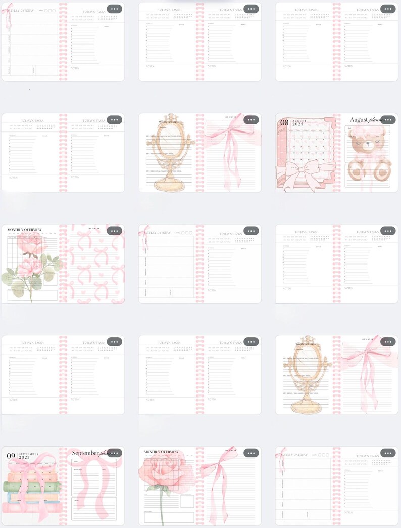 ADHD Planner2025 Pink Coquette Themed Digital Calendar for the New Year ...