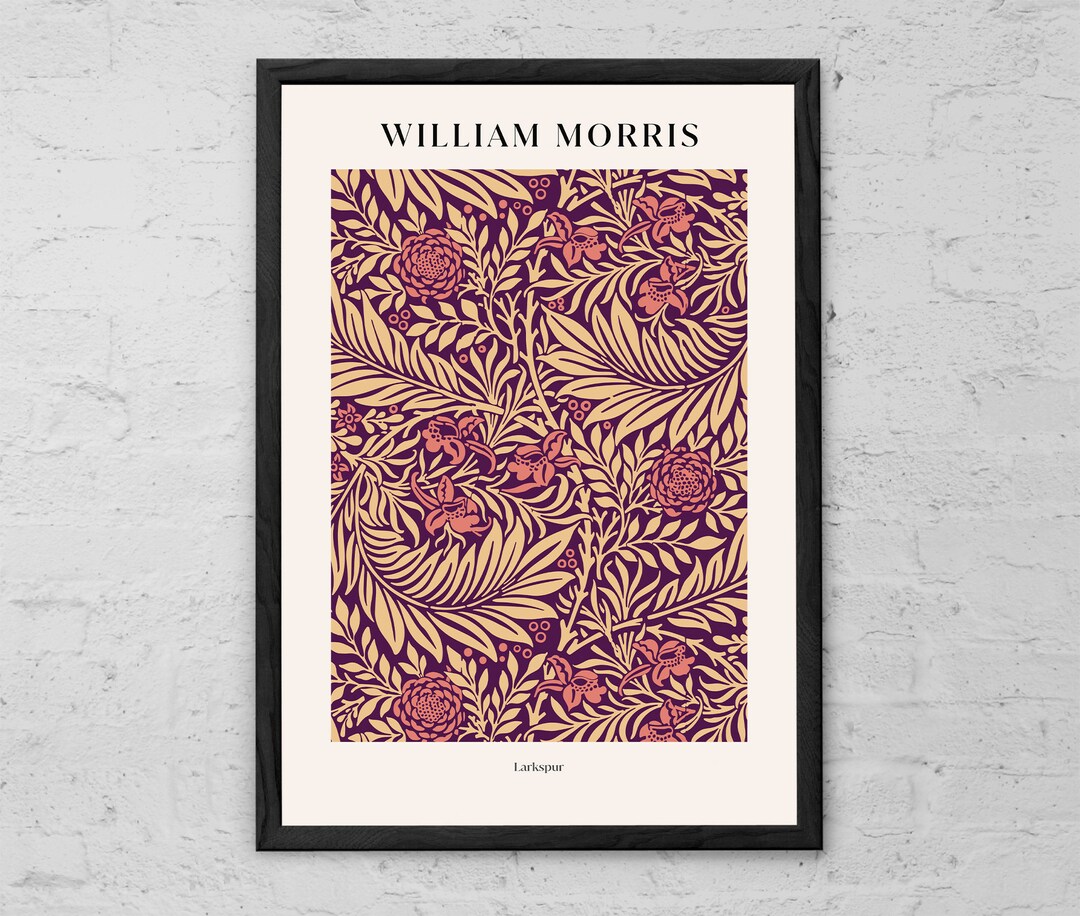 William Morris Larkspur Art Print - Vintage Floral Illustration - Etsy
